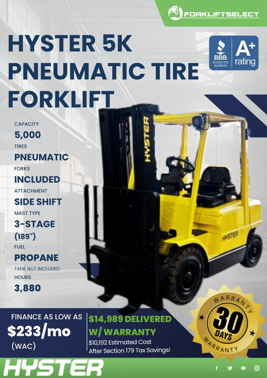 HYSTER 5K PNEUMATIC TIRE FORKLIFT – Forklift Select